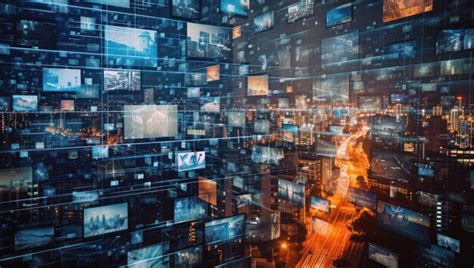 Premium Photo A Room With A Large Number Of Monitors Monitors In Semicircular Or Curved