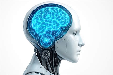 Futuristic Robot With Illuminated Brain Design Showcases Advanced Artificial Intelligence