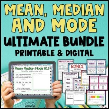 Mean Median Mode Range Bundle Task Cards Posters Activity Mean Median Mode