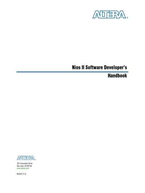 Nios Ii Software Developers Handbook Pdf System Software Computer Architecture
