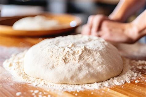 La Masa Amasada En Una Mesa De Madera Es Un Precursor Del Delicioso Pan Foto Premium