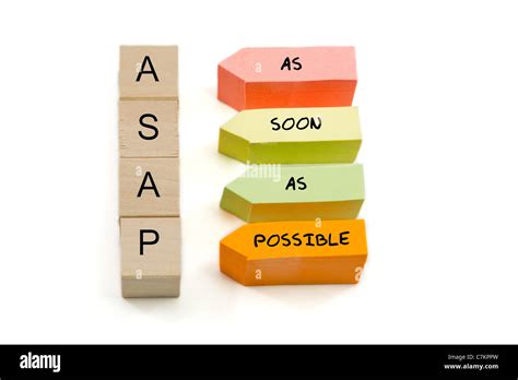 Asap As Soon As Possible Spelled Out On Wooden Blocks And Colorful