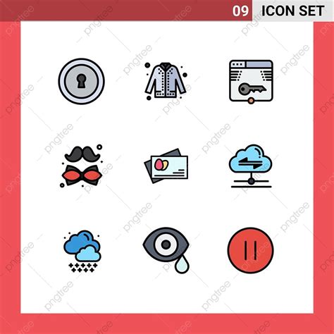 Set Of 9 Modern Ui Icons Symbols Signs For Day Icons Login Design Png And Vector With