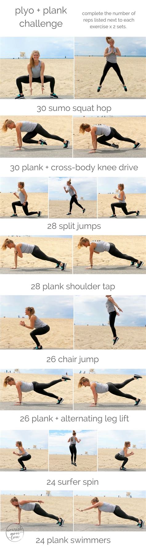 Plank Plyo Bodyweight Workout Nourish Move Love Plyometric Workout Plyo Workouts Exercise
