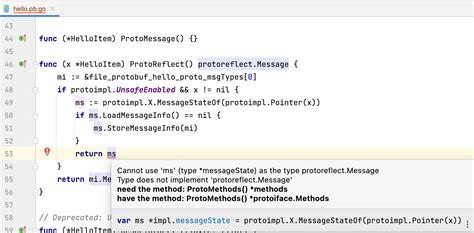 Cannot Use Ms Type Messagestate As The Type Protoreflectmessage · Issue 1393 · Golang