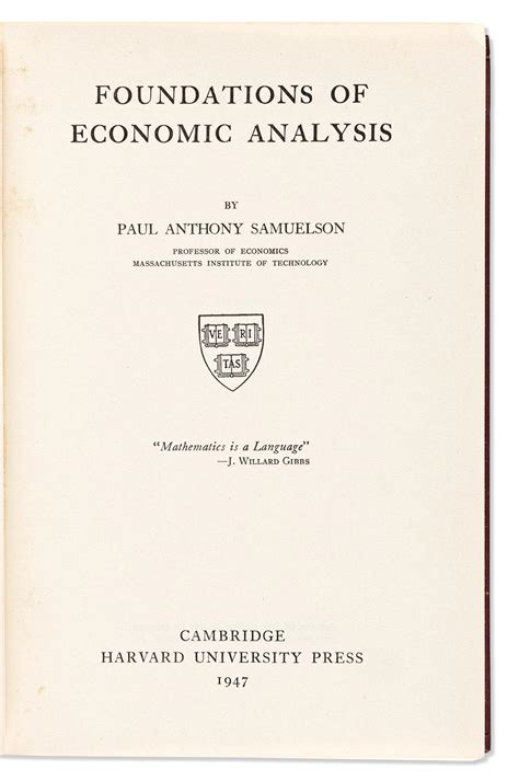 Lot [economics] Samuelson Paul Anthony 1915 2009 Foundations Of