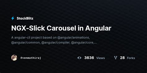 NGX Slick Carousel In Angular StackBlitz