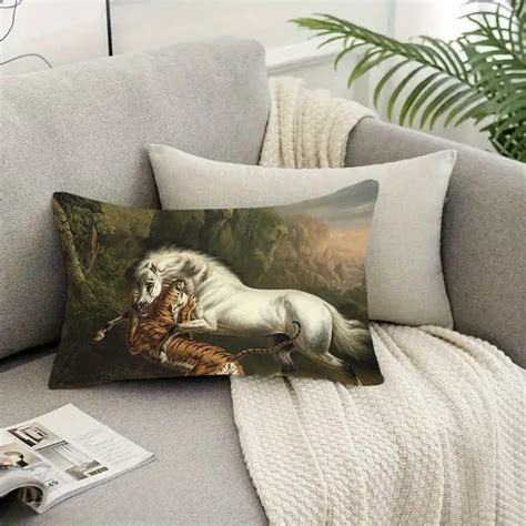 1개의 전통 스타일 양면 인쇄 짧은 플러시 던 베개 커버 12x20 인치 폴리에스터 지퍼 잠금 기계 세척 가 Temu