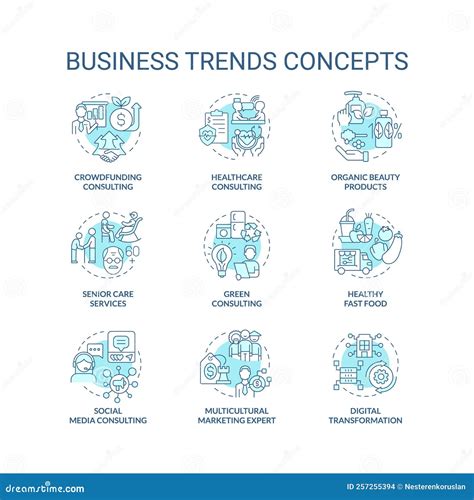 Business Trends Turquoise Concept Icons Set Stock Vector Illustration Of Expertise