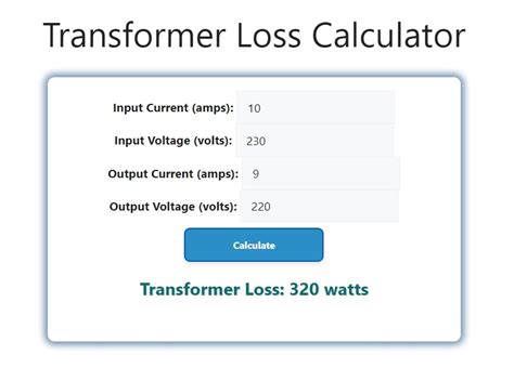 Transformer Loss Calculator Savvy Calculator