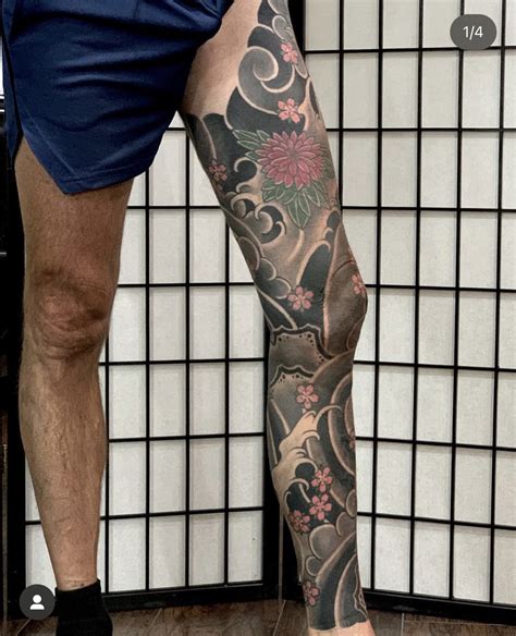 Japanese Leg Sleeve Tattoo Katana Tattoo