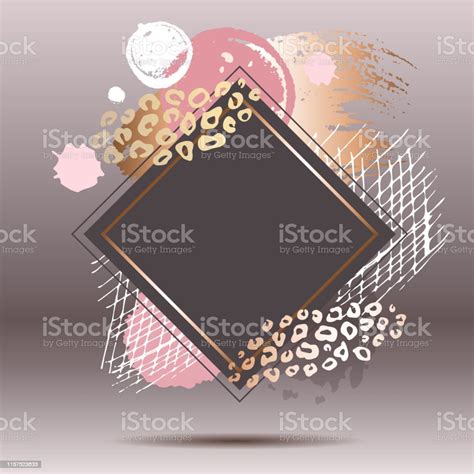 골든 핑크 아트 프레임입니다 현대 카드 디자인 브러시 스트로크 라인 포인트 골드 프리미엄 브로셔 전단지 창의력에 대한 스톡 벡터