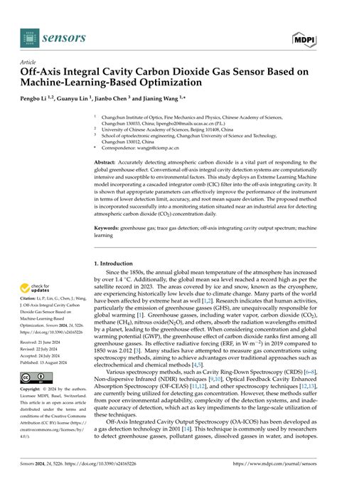 PDF Off Axis Integral Cavity Carbon Dioxide Gas Sensor Based On Machine Learning Based