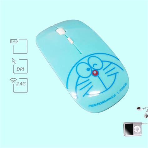 Cartoon Mouse 2 4ghz Wireless Mouse Battery Version Ultra Thin Silent Mouse Blue White