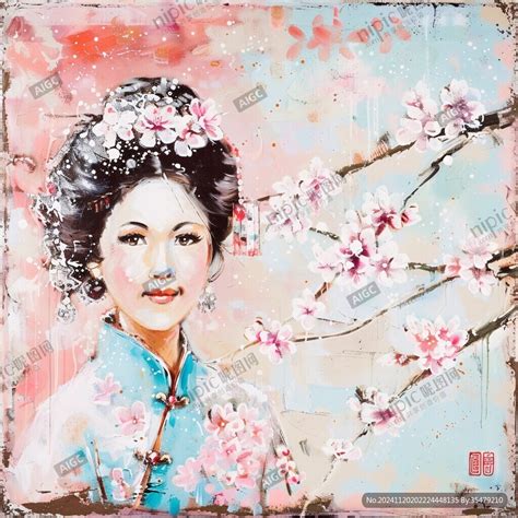 Ai创作图水彩旗袍美人 水彩清朝美女 桃花美人图 油画桃花开 江南美女油画 油画桃花 陈村粉装饰画 桃花美人插画 桃花仕女图 桃花油画 手绘桃花美女 水彩贾惜春 旗袍油画 传统美女绘画 美女