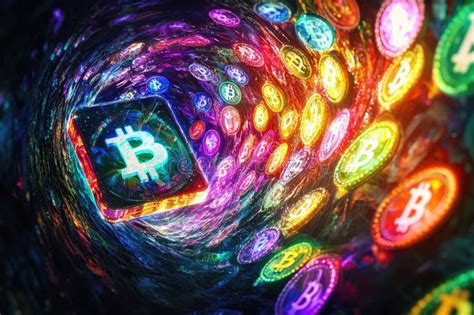 cryptocurrency revolution glowing digital wallet in swirling vortex of symbols on dark textured