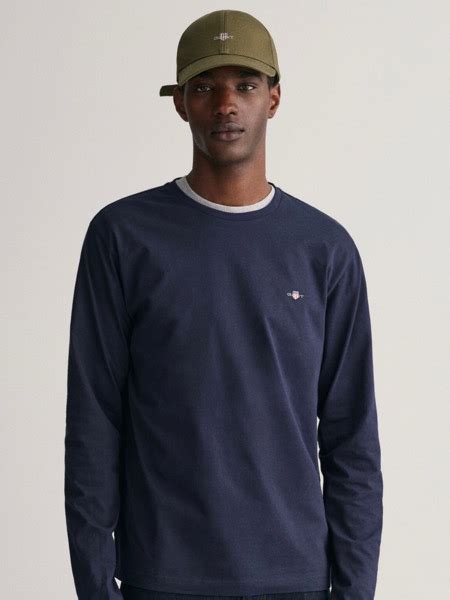 Shield Long Sleeve T Shirt Evening Blue Clays Menswear