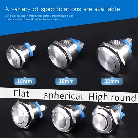 Flat Round Mm Waterproof Reset Metal Push Button Vandal Resistant