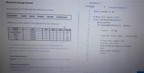 Solved Maximum Average Rainfall Attempted 12 Python You