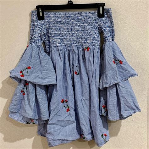 Soprano Skirts Soprano Blue And Red Smocked Bubble Mini Skirt