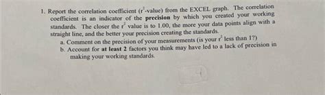 solved 1 report the correlation coefficient r value from
