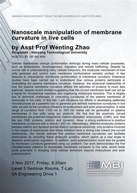 Nanoscale Manipulation Of Membrane Curvature In Live Cells By Asst Prof