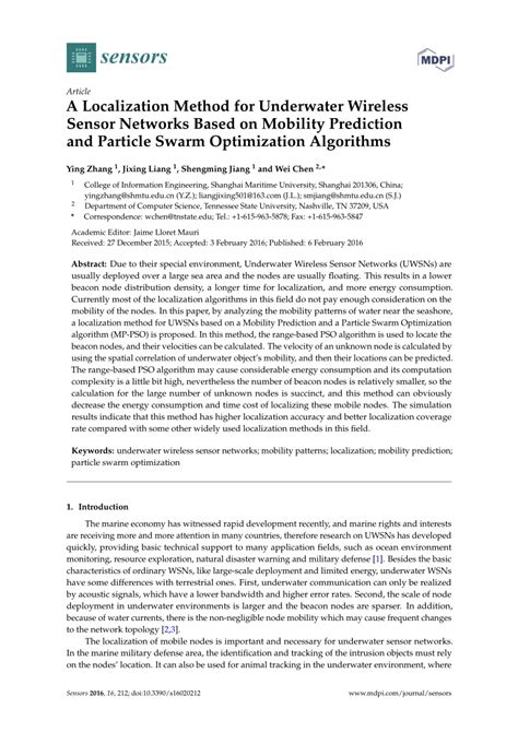 Pdf A Localization Method For Underwater Wireless Sensor Networks