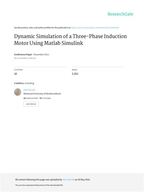 Dynamic Simulation Of A Three Phase Induction Motor Using Matlab