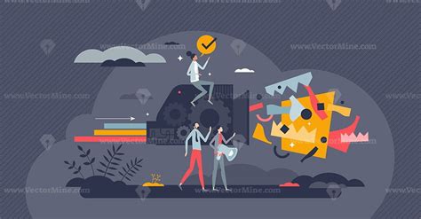 Process Improvement And Effective Work Flow Strategy Tiny Person Concept Vectormine