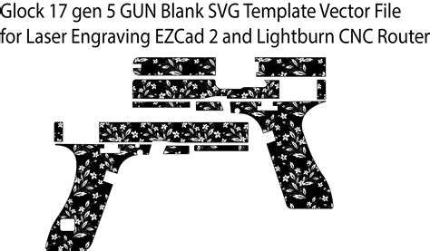 Artstation Glock 17 Gen 5 Gun Seamless Floral Patterns Svg Template Vector File For Laser