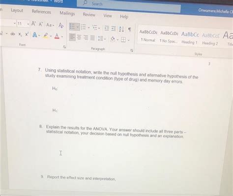 7 Using Statistical Notation Write The Null