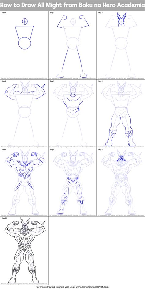 How To Draw All Might From Boku No Hero Academia Boku No Hero Academia Step By Step