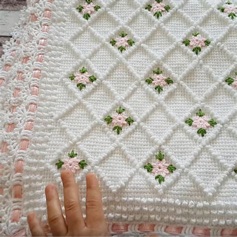 Нежно плед для новорожденного Тунисское вязание крючком Вязаные крючком узоры для одеяла