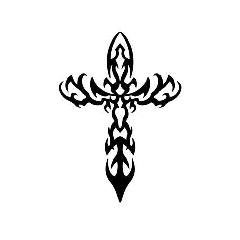 Christian Cross Symbol Tribal Tattoo Design Stencil Vector