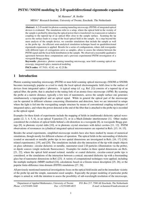 Pdf Pstmnsom Modeling By 2 D Quadridirectional Eigenmode Expansion Pdf Pstmnsom Modeling By 2 D Quadridirectional Eigenmode Expansion