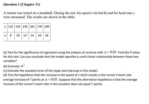 Solved A Runner Was Tested On A Treadmill During The Te