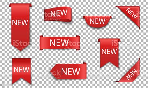 새 빨간색 리본 메뉴 판매 태그 가격 할인 및 제안에 대한 라벨 제품에 대한 현대 3d 디자인 프로모션 배너 특별 제공을위한 아이콘 모음 모서리가 격리된 플래그입니다 벡터