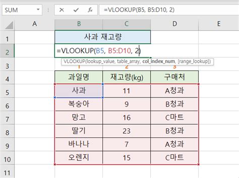 엑셀 Vlookup 함수 사용법 서민정보센터