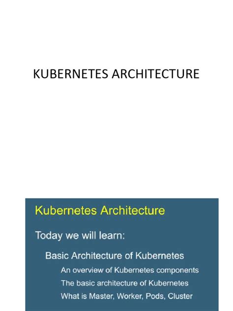Kubernetes Architecture Pdf Computer Cluster Operating System Technology