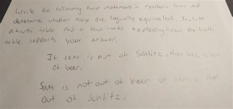 Solved And A Write The Following Two Statements In Symbolic