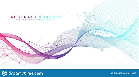 Abstract Scientific Background With Dynamic Particles Wave Flow Plexus Stream Background Stock