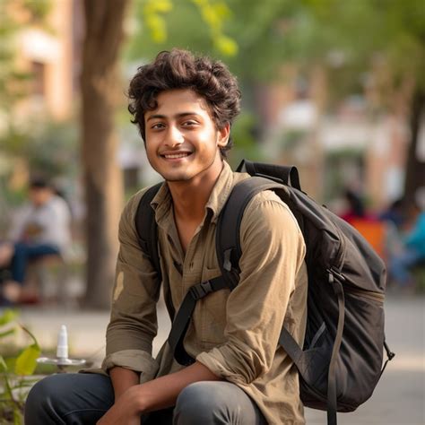 Premium Ai Image An Indian College Boy Happy And Smiling In College