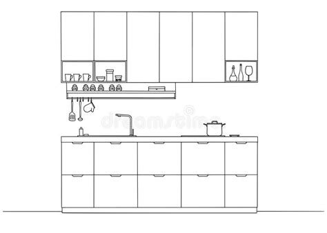 Sketch Of The Kitchen Front View Vector Stock Illustration Illustration Of Concept