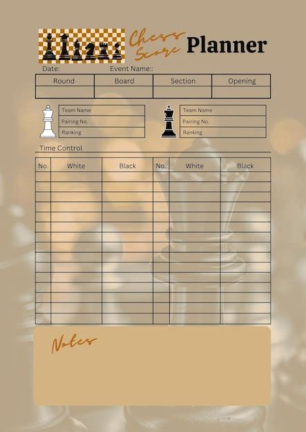 Premium Photo Chess Score Planner Digital Planning Insert Sheet