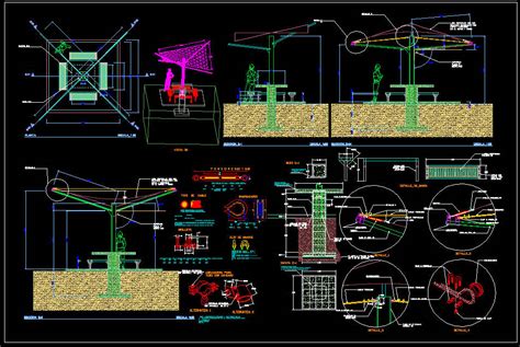 نقشه های طراحی فنی وپروژه های فاز 2 دانلود نقشه و جزییات اجرایی اتوکد آلاچیق با پایه بتنی و