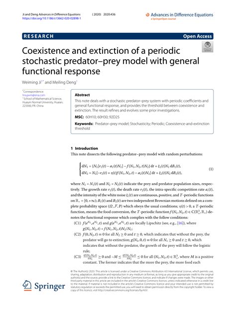 Pdf Coexistence And Extinction Of A Periodic Stochastic Predator Prey Model With General