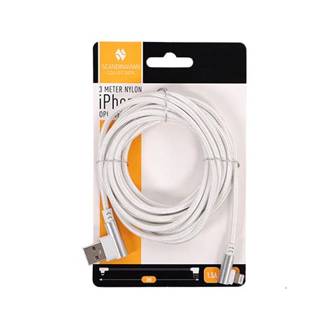 Opladerkabel iPhone og iPad i nylon - 3 meter