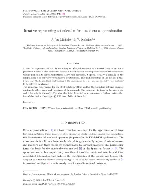 Pdf Adaptive Nested Cross Approximation Of Non Local Operators
