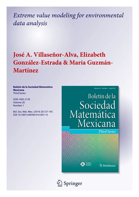 Pdf Extreme Value Modeling For Environmental Data Analysis Extreme Value Modeling For