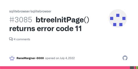 Btreeinitpage Returns Error Code 11 · Issue 3085 · Sqlitebrowsersqlitebrowser · Github